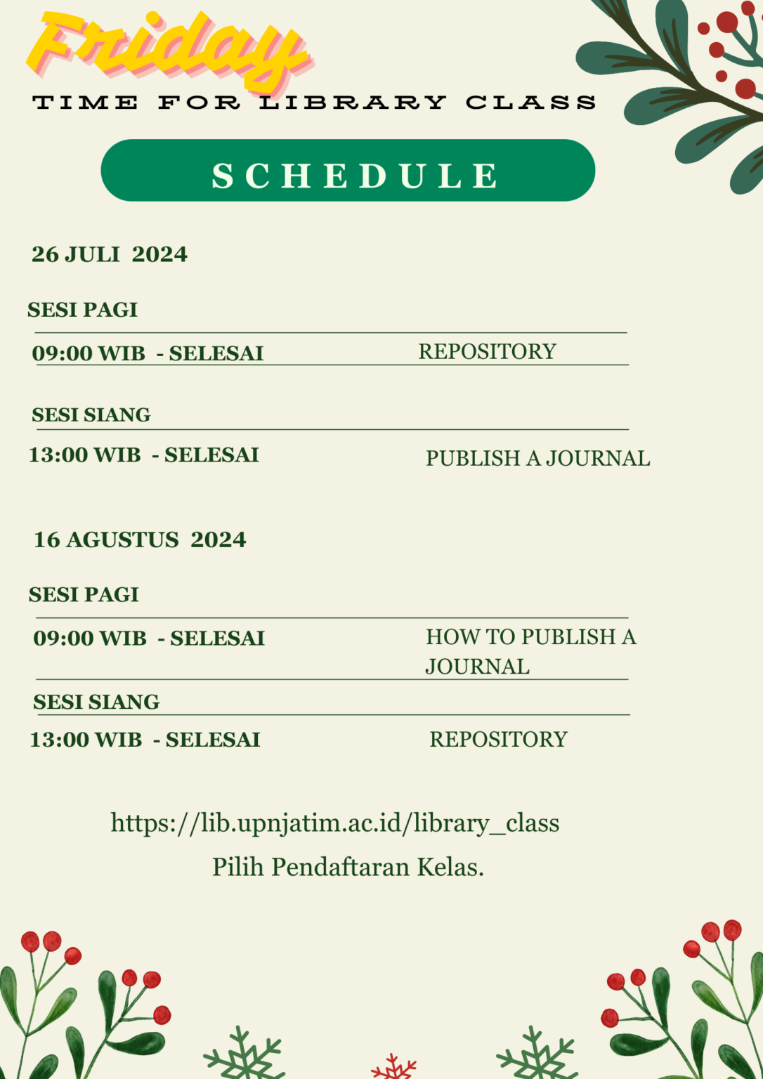 Jadwal Library Class